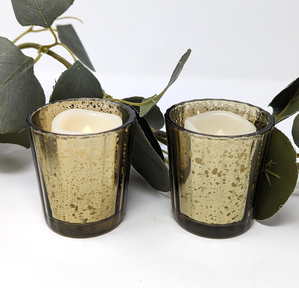 Antique Gold Mercury Glass Ribbed Votive | SomethingBorrowedKS